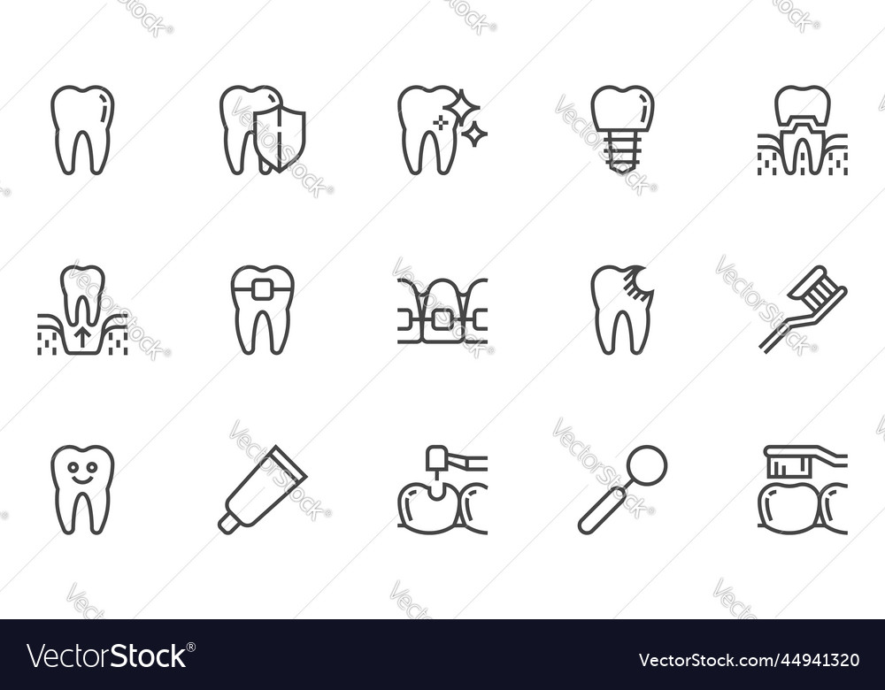 Dental line icons set Royalty Free Vector Image