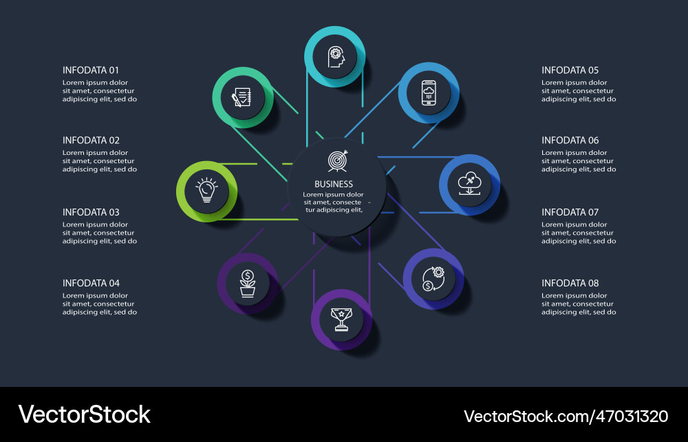 Diagram concept for infographic with 8 steps Vector Image