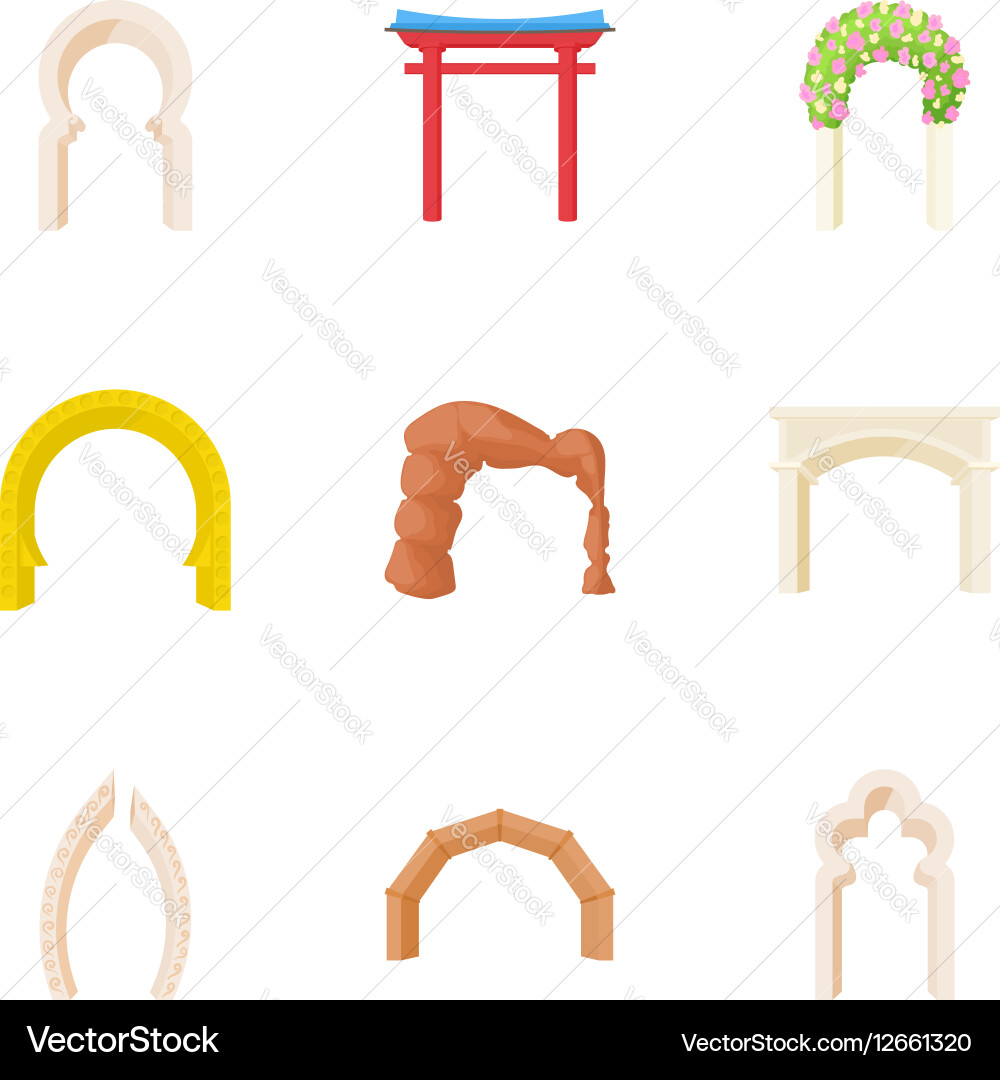 Different arches icons set cartoon style Vector Image