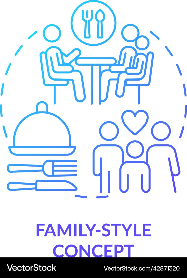 Family-style restaurant blue gradient concept icon