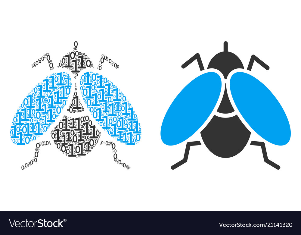 Fly insect composition of binary digits Royalty Free Vector