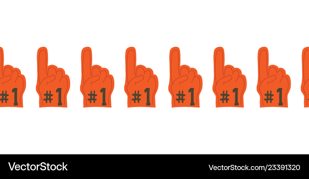 Foam finger with number one seamless border Vector Image