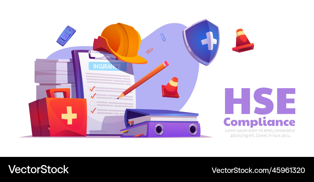 Hse compliance cartoon banner Royalty Free Vector Image