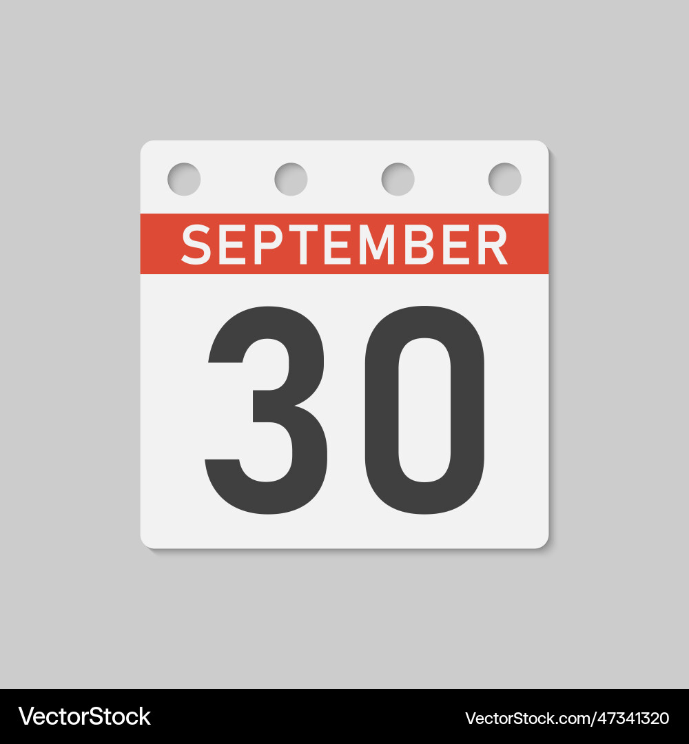 Icon page calendar day - 30 september Royalty Free Vector