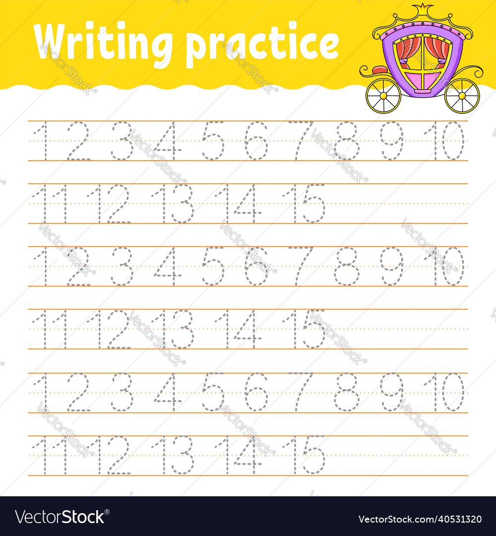 Learn numbers trace and write handwriting Vector Image