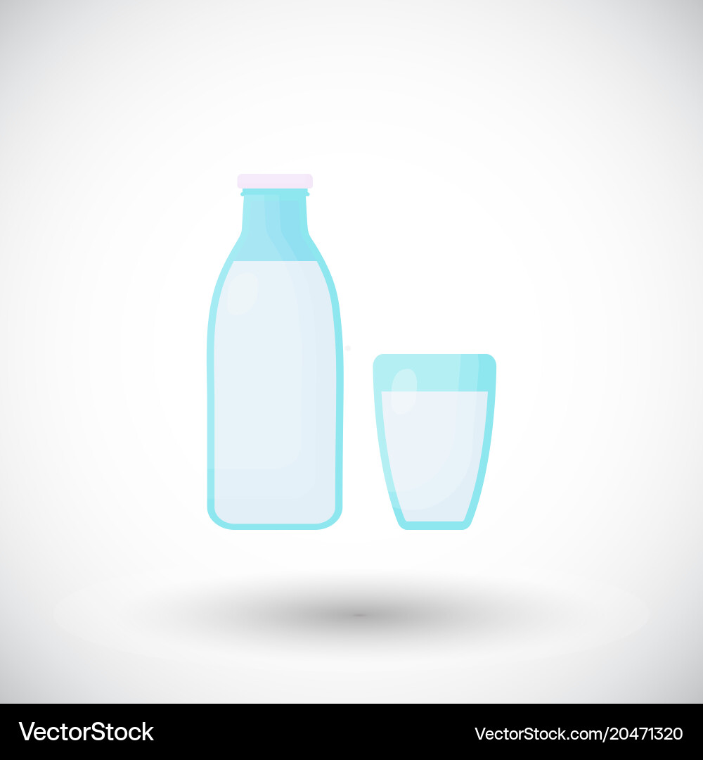 Milk flat icon bottle and glass design Royalty Free Vector