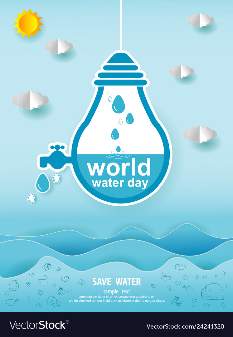 Paper art of world water day save water concept Vector Image