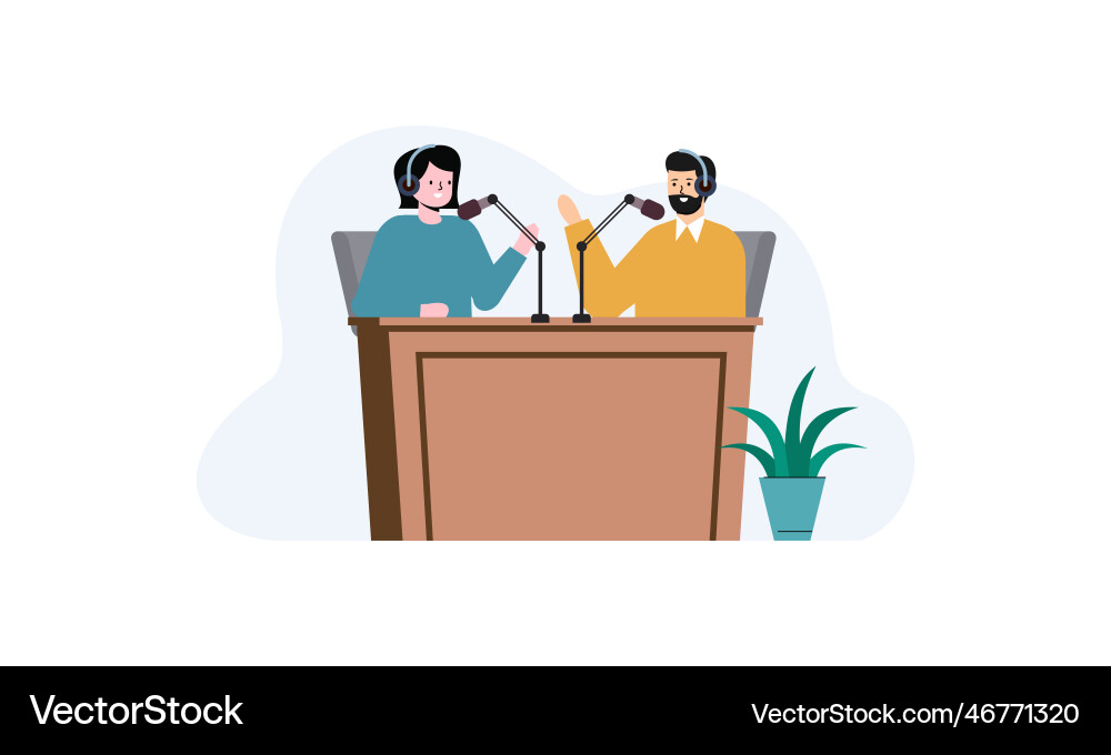 Podcast concept about podcasting Royalty Free Vector Image