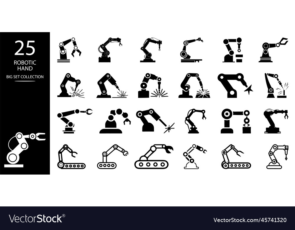 Robotic hand manipulator silhouette symbol icon Vector Image