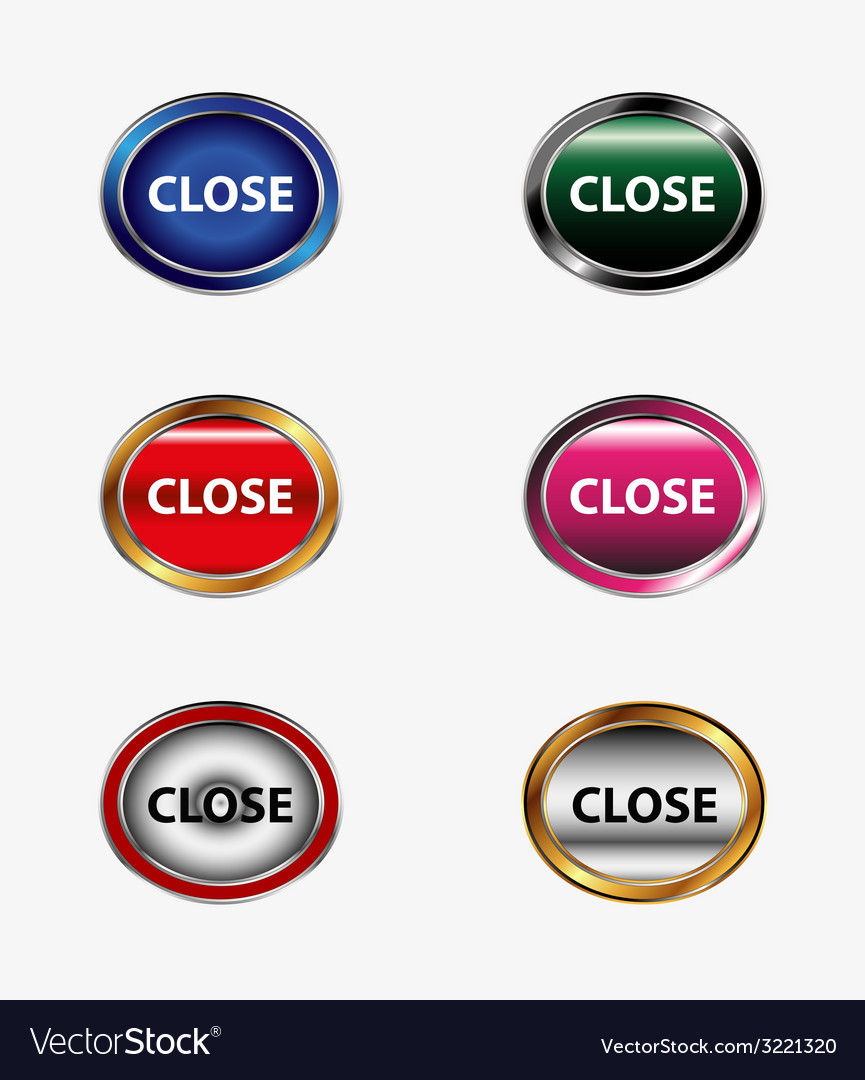 Set of close isolated button Royalty Free Vector Image