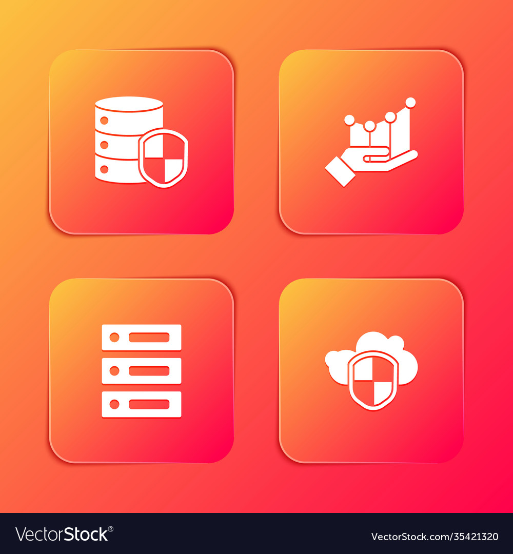 Set Server With Shield Pie Chart Infographic Vector Image 