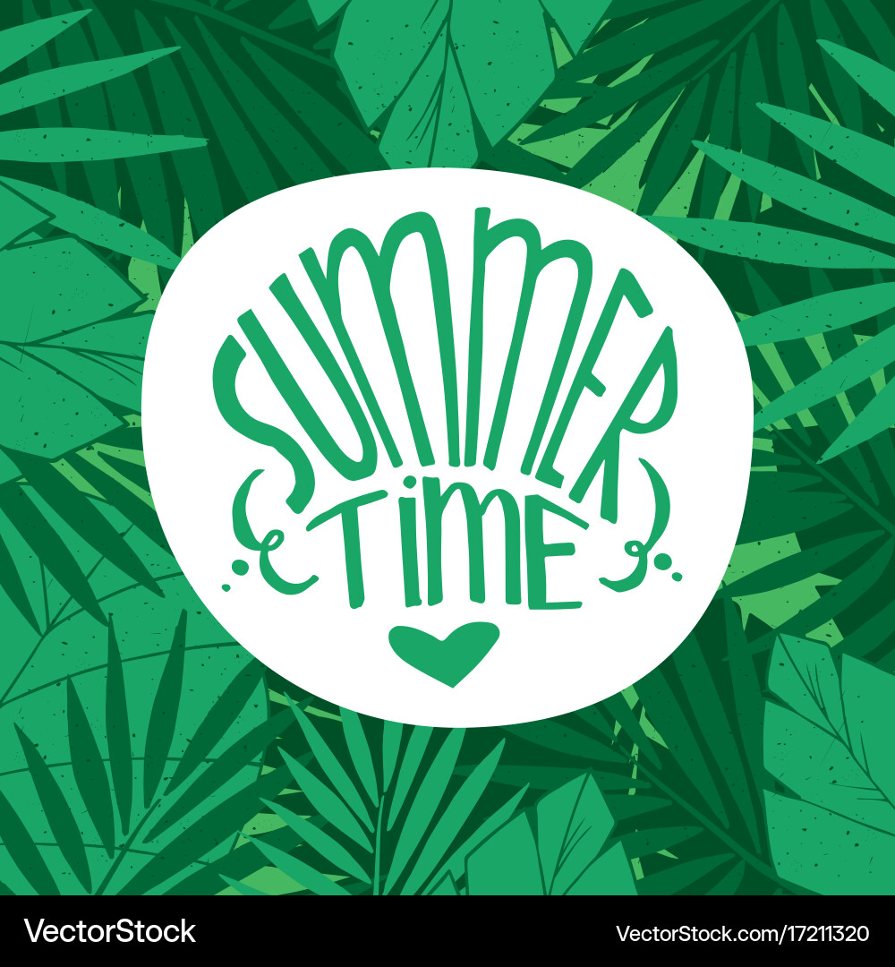 Square card with emblem with lettering summer time