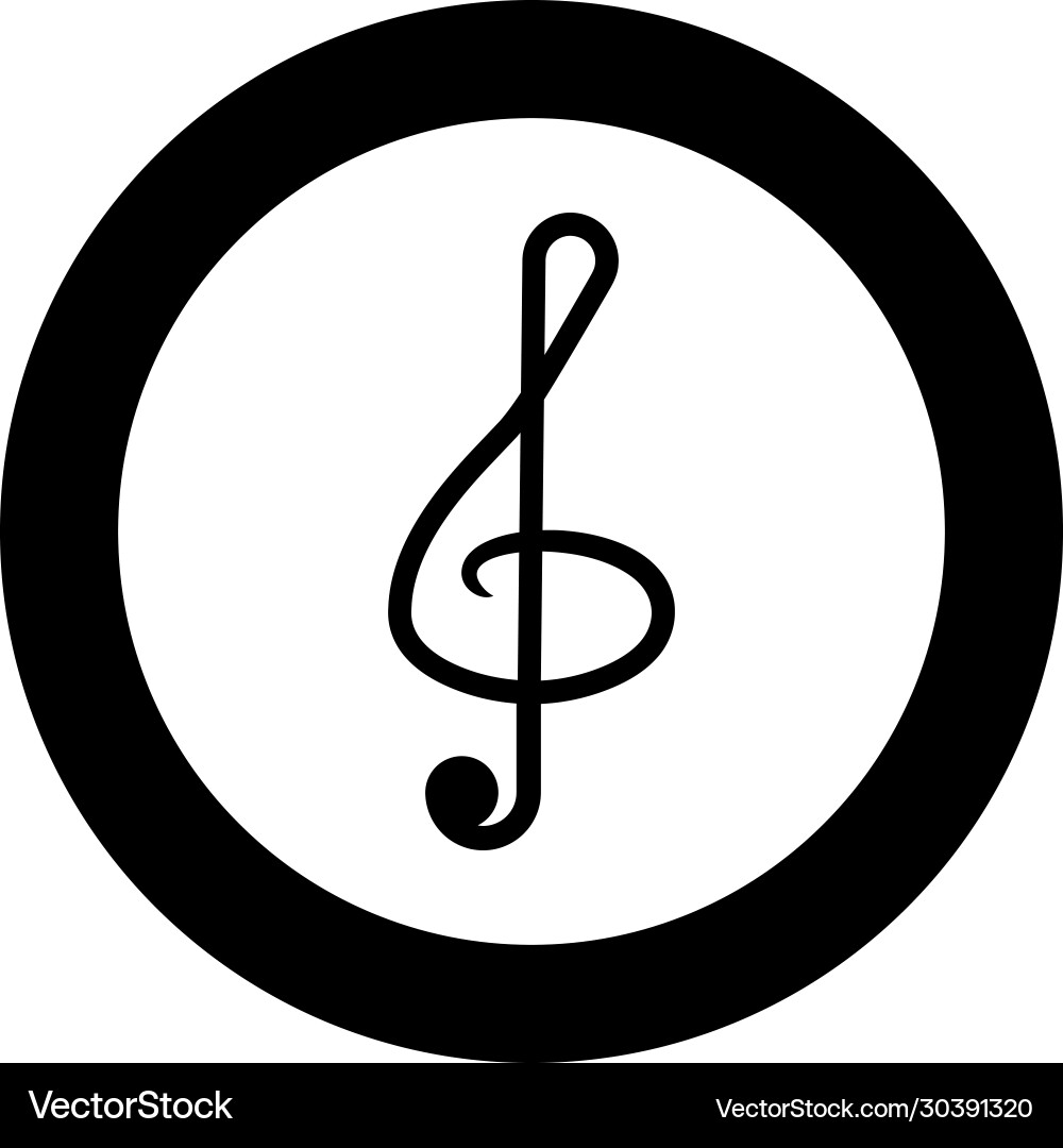 Treble clef icon in circle round black color flat Vector Image