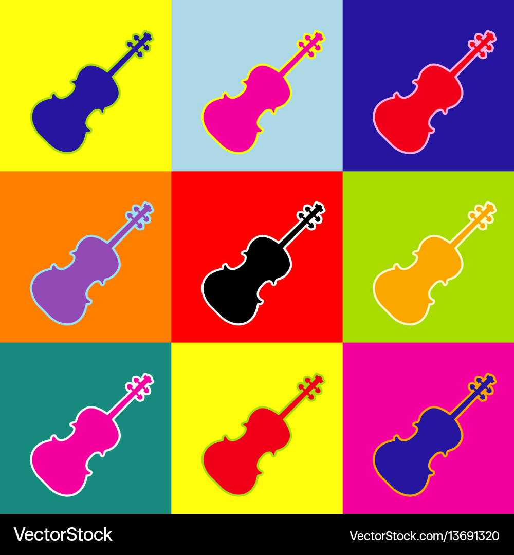 Violine sign pop-art style Royalty Free Vector Image