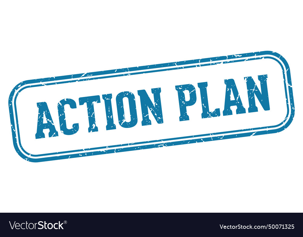 Action plan stamp rectangular Royalty Free Vector Image