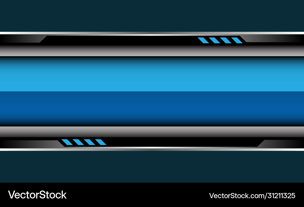 Blue glossy banner silver black cyber circuit Vector Image