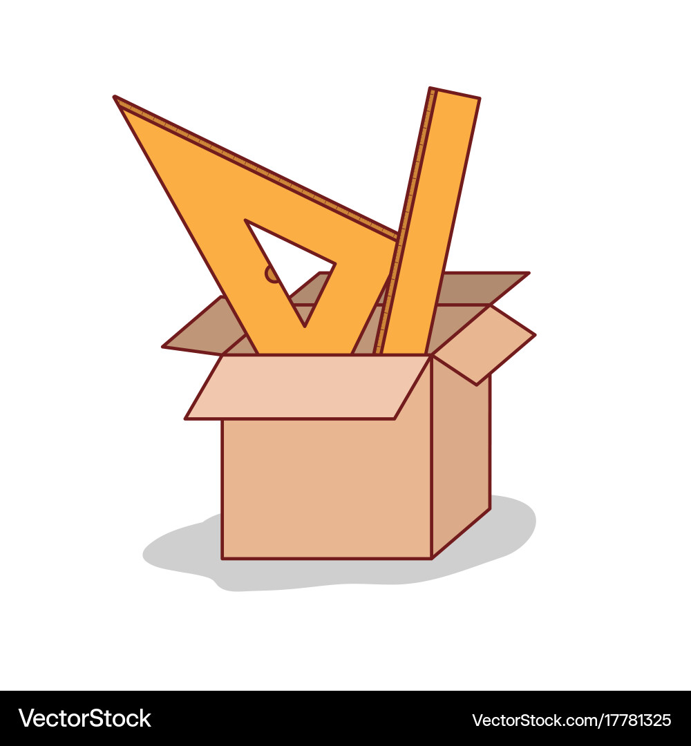 Carton box with set ruler on white background Vector Image