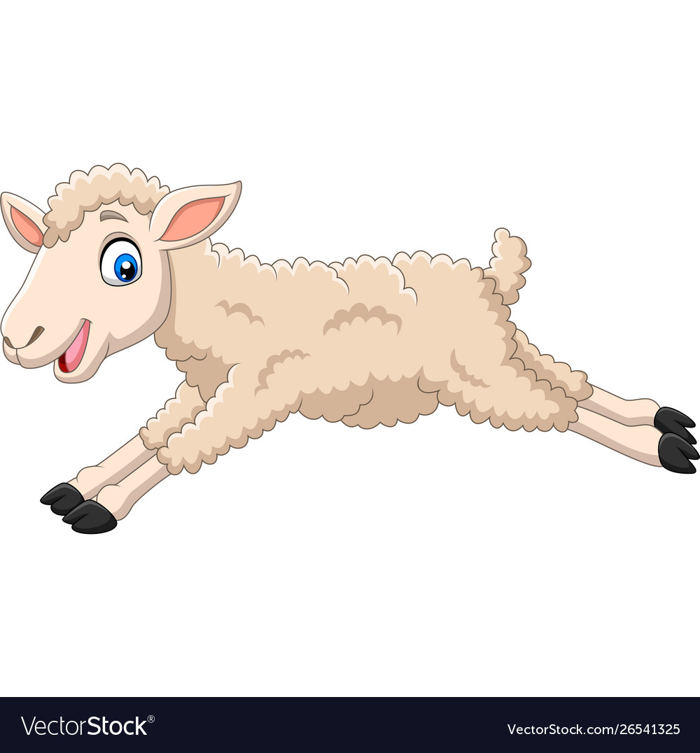 Cartoon Happy Lamb Jumping On White Background Vector Image