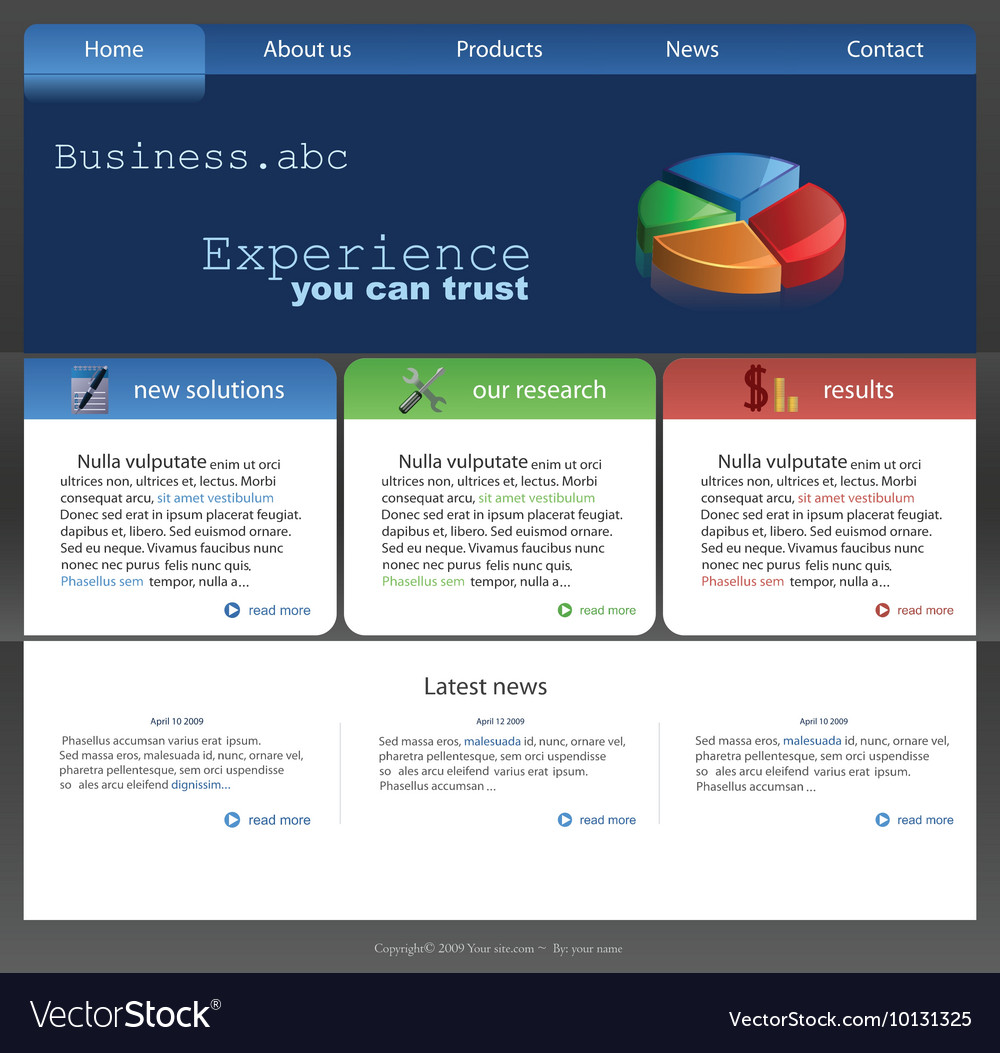 Editable website template Royalty Free Vector Image