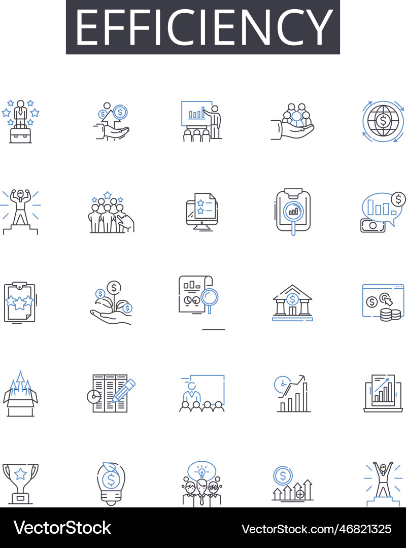 Efficiency line icons collection speediness Vector Image