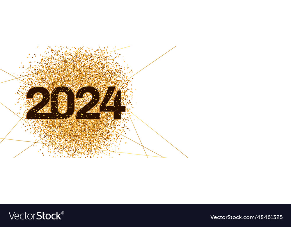 Happy new year 2024 party banner with golden Vector Image