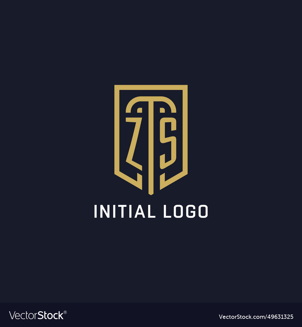 Initial zs shield logo luxury style creative Vector Image