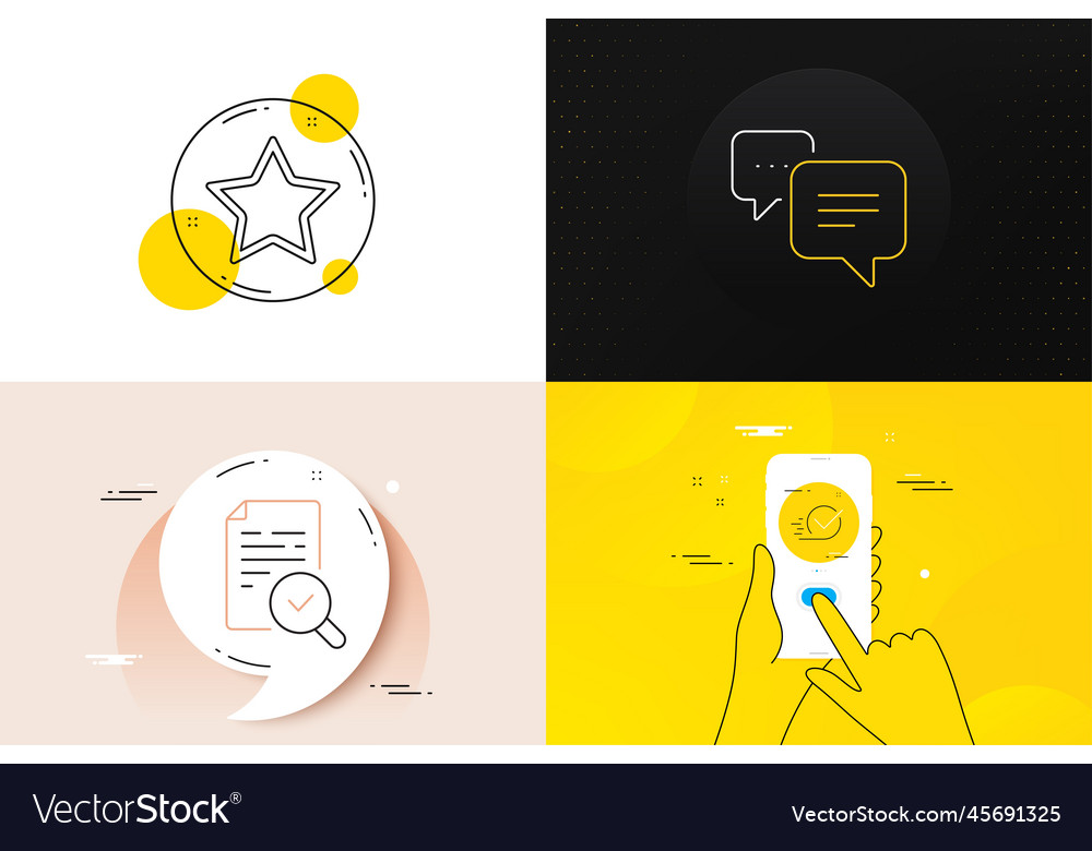 Minimal set of checkbox inspect and star line Vector Image