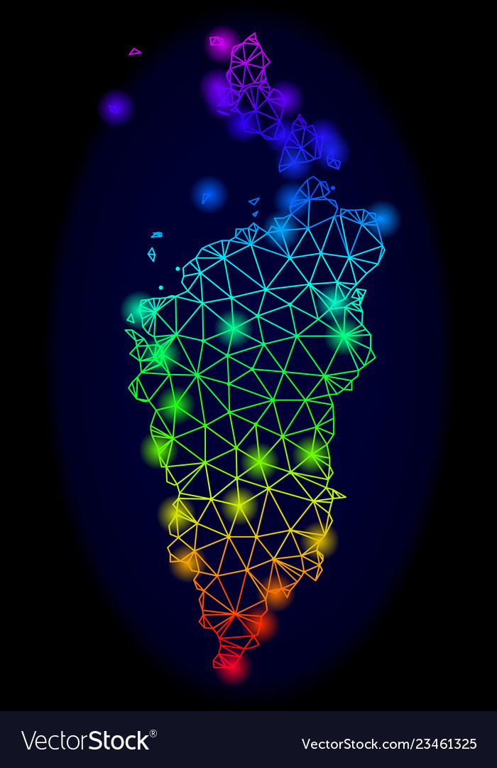 Polygonal network rainbow mesh map Royalty Free Vector Image