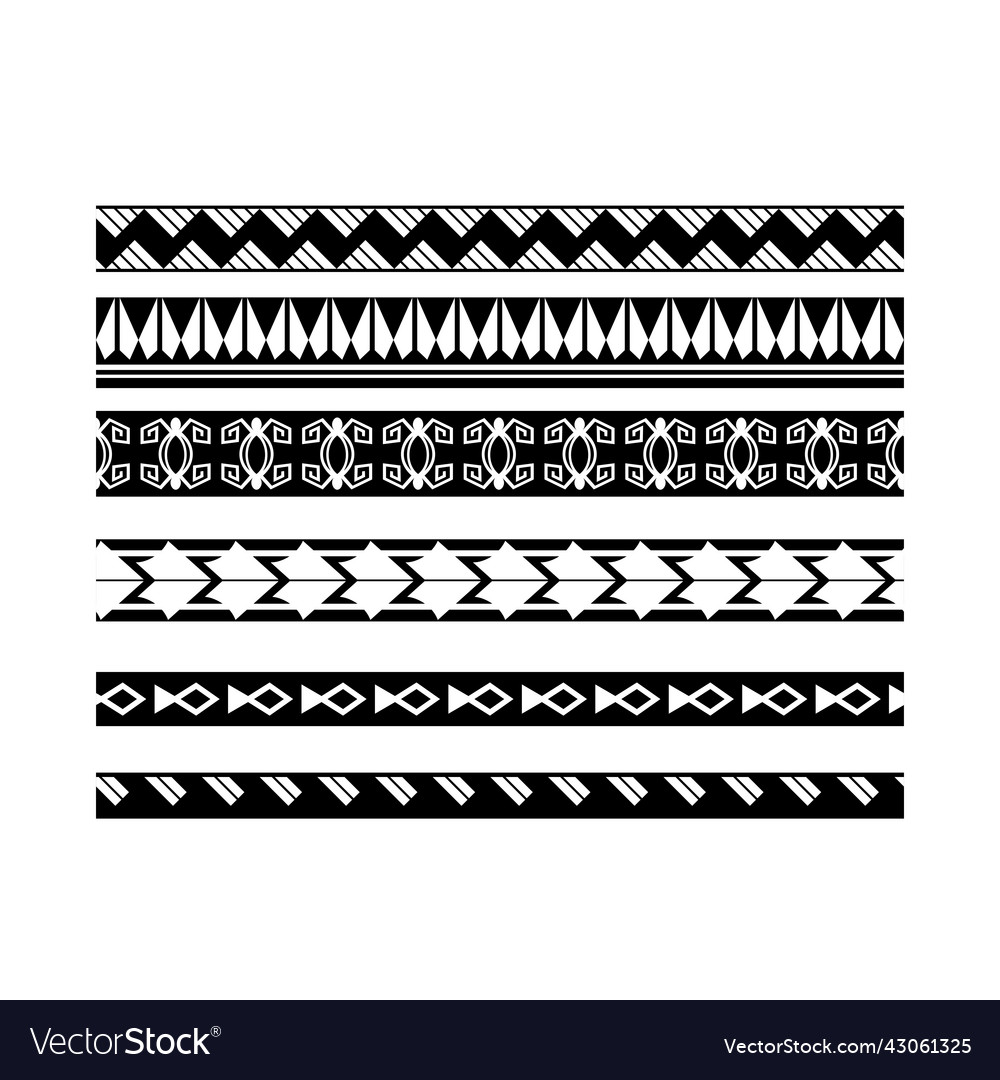 Polynesia border pattern set Royalty Free Vector Image