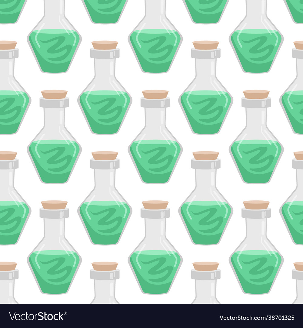 Seamless pattern flasks various Royalty Free Vector Image