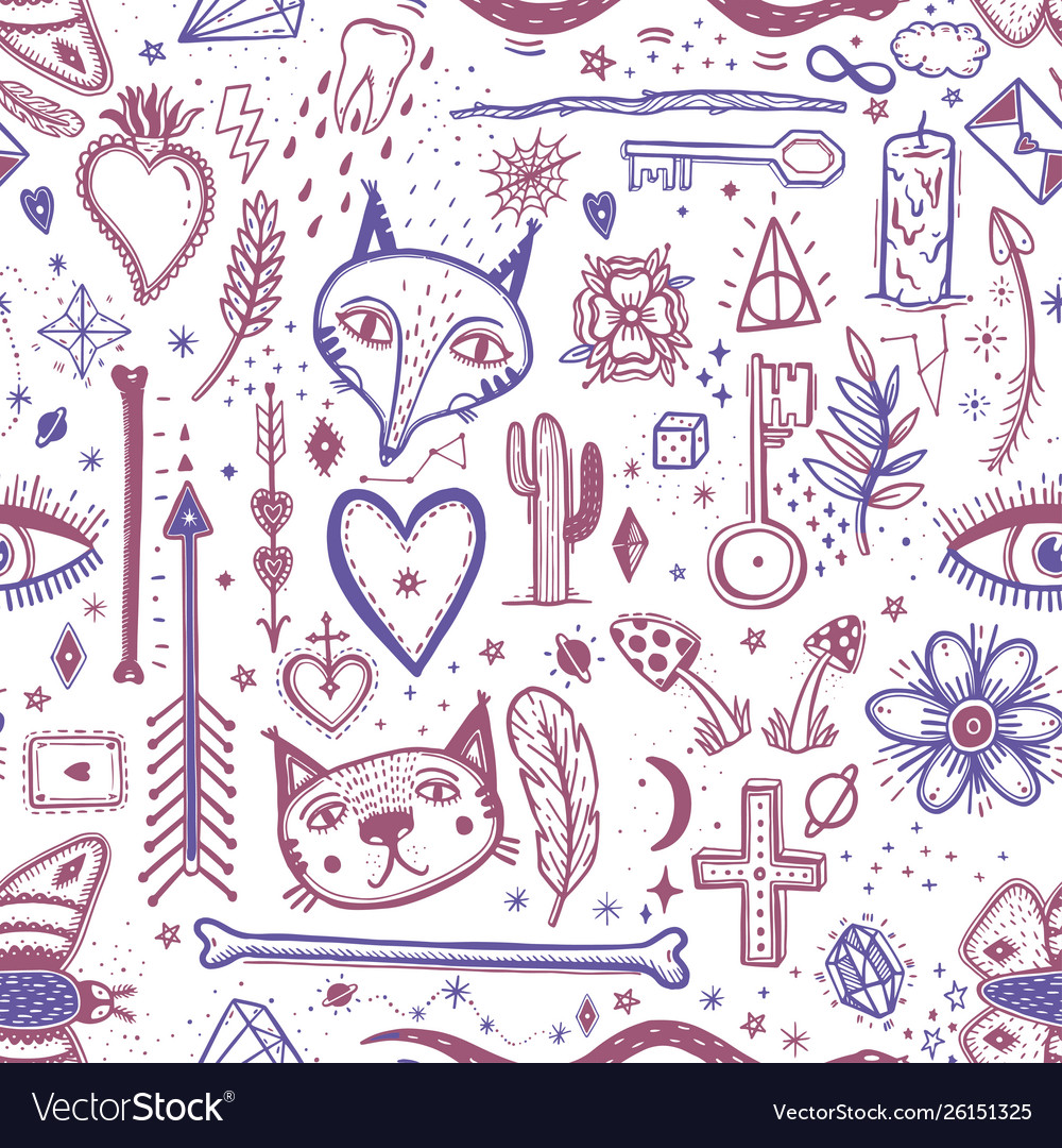 Seamless pattern with magical mystical Royalty Free Vector