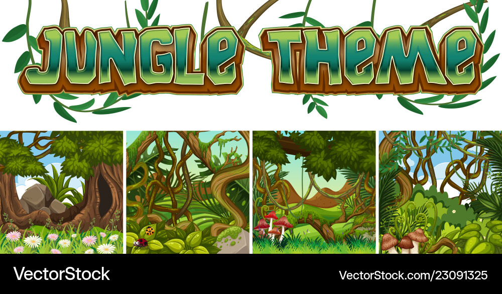 Set of jungle theme Royalty Free Vector Image - VectorStock