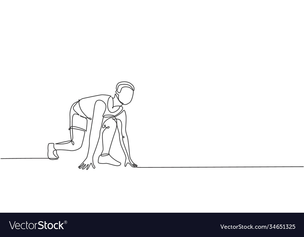 Single Continuous Line Drawing Young Happy Vector Image