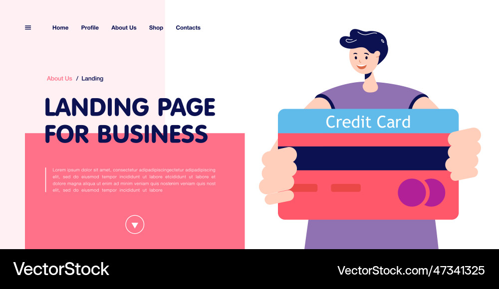 Young man holding credit card Royalty Free Vector Image