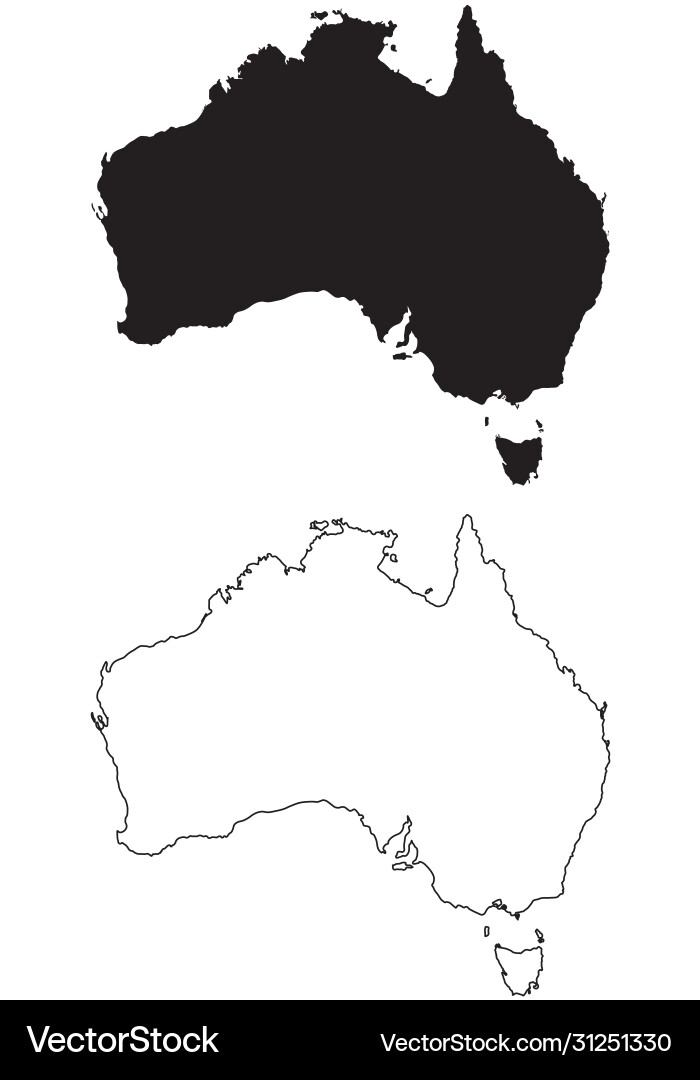 Australia country map black silhouette Royalty Free Vector