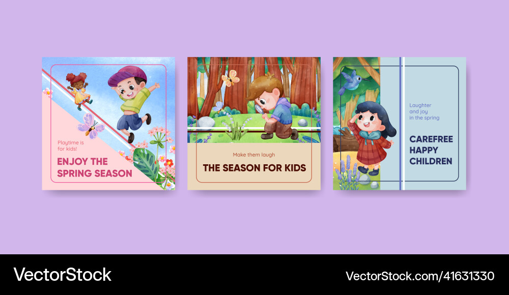 Banner template with children enjoy Royalty Free Vector