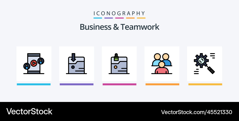Business and teamwork line filled 5 icon pack Vector Image