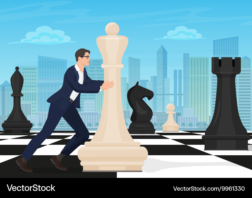 Businessman on chess board man chess player Vector Image