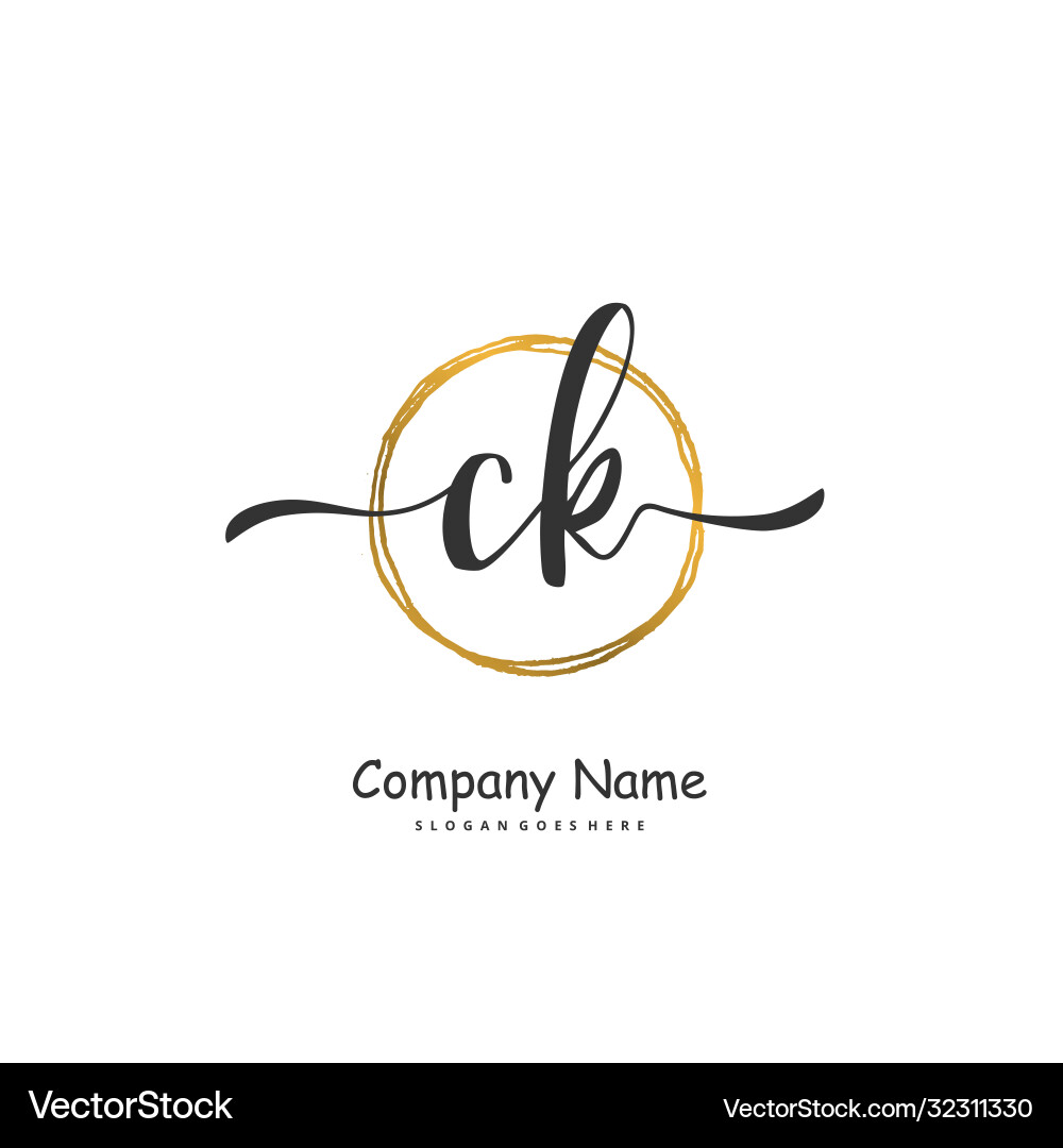 C k ck initial handwriting and signature logo Vector Image