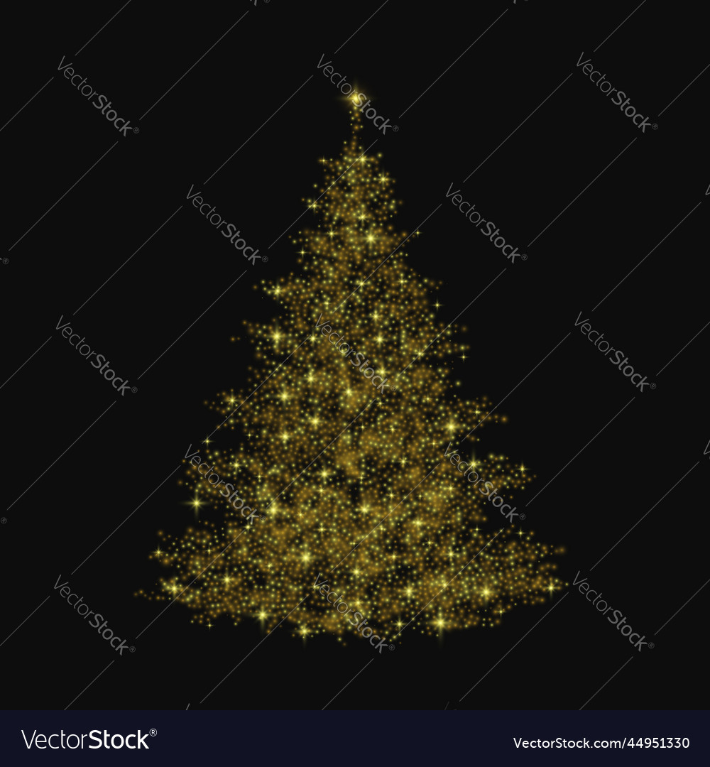 Christmas tree gold glitter light effect Vector Image