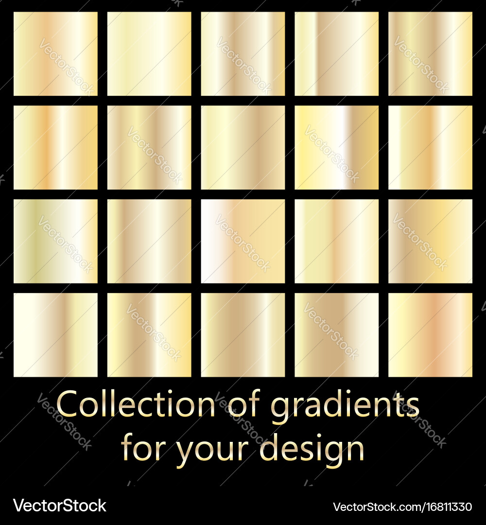 Collection of golden gradient backgrounds set Vector Image