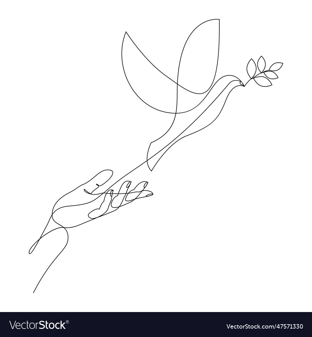 Continuous one line drawing of releasing a dove Vector Image