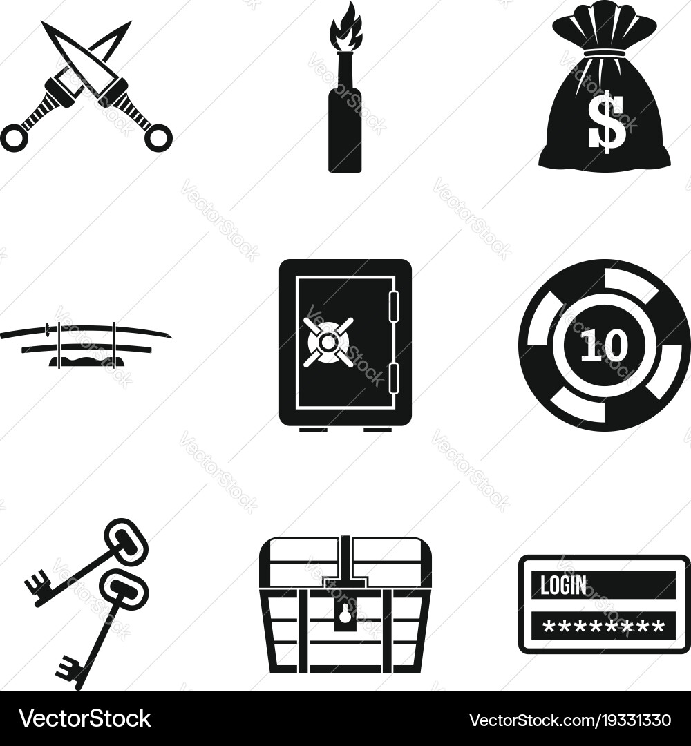 Criminal offence icons set simple style Royalty Free Vector