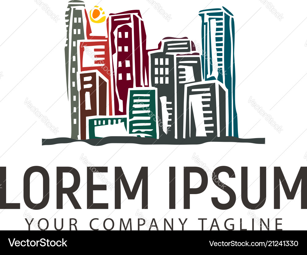 Hand drawn urban town logo design concept template