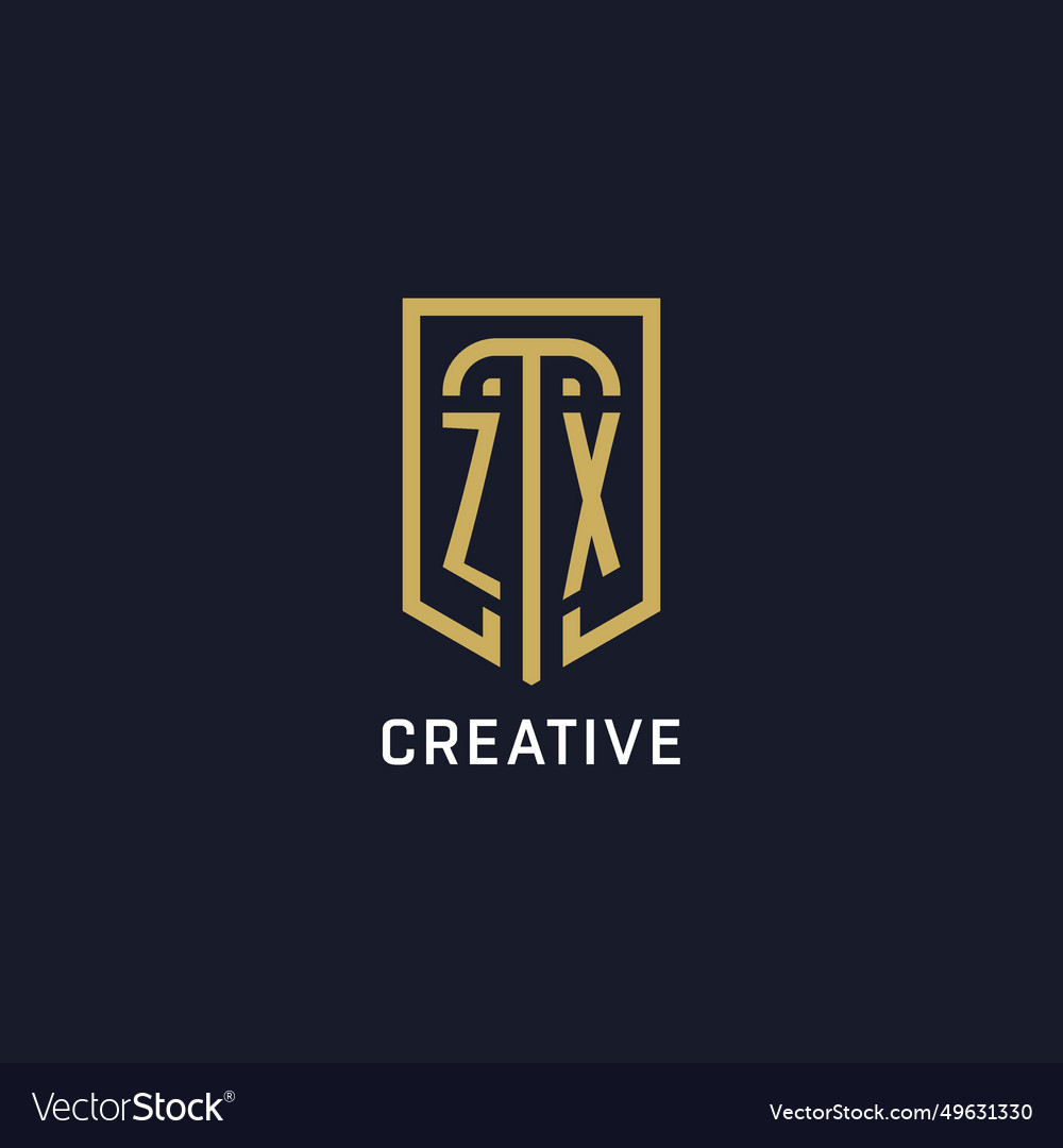 Initial zx shield logo luxury style creative Vector Image
