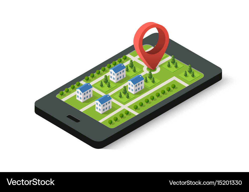 Isometric 3d navigation sign and pin symbol on Vector Image