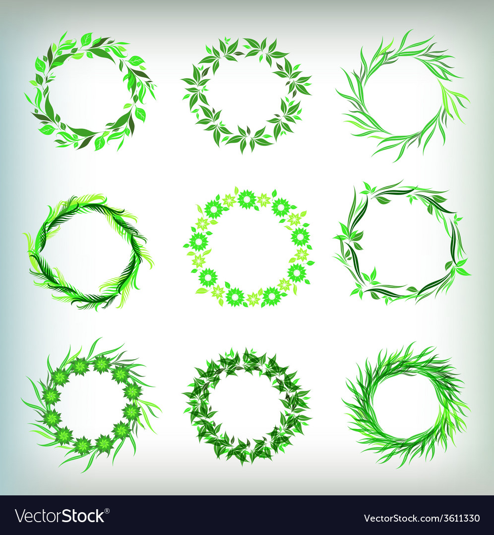 Leafs design elements round Royalty Free Vector Image