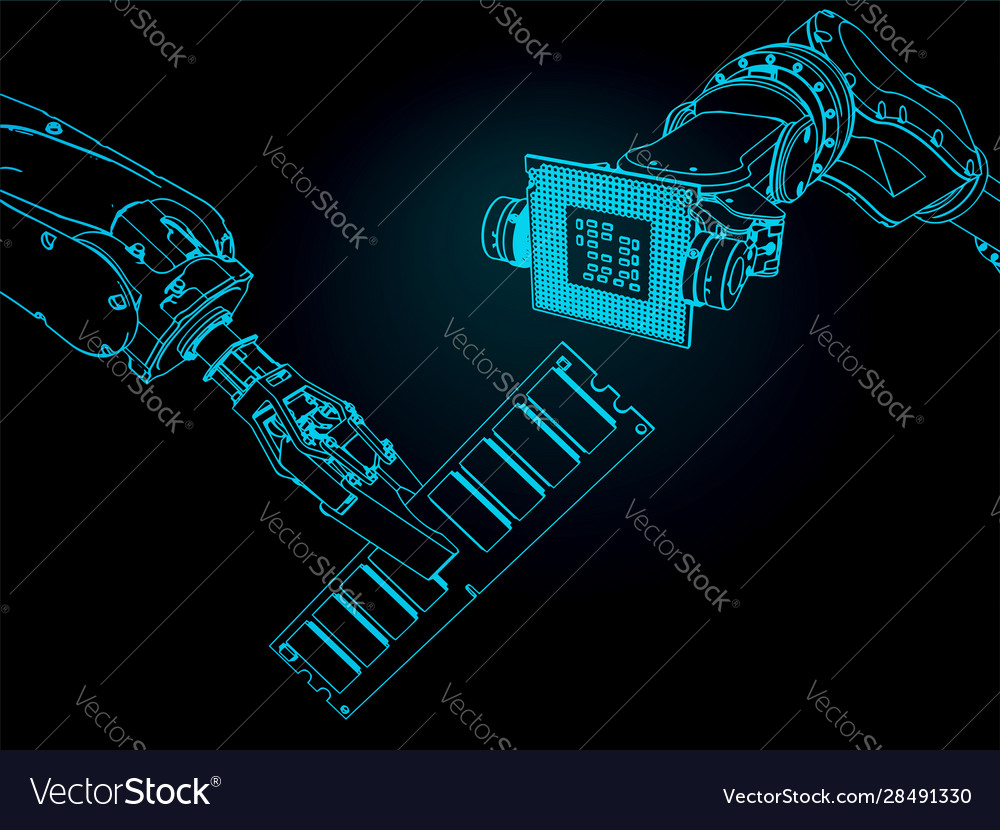 Manipulators and microelectronics Royalty Free Vector Image