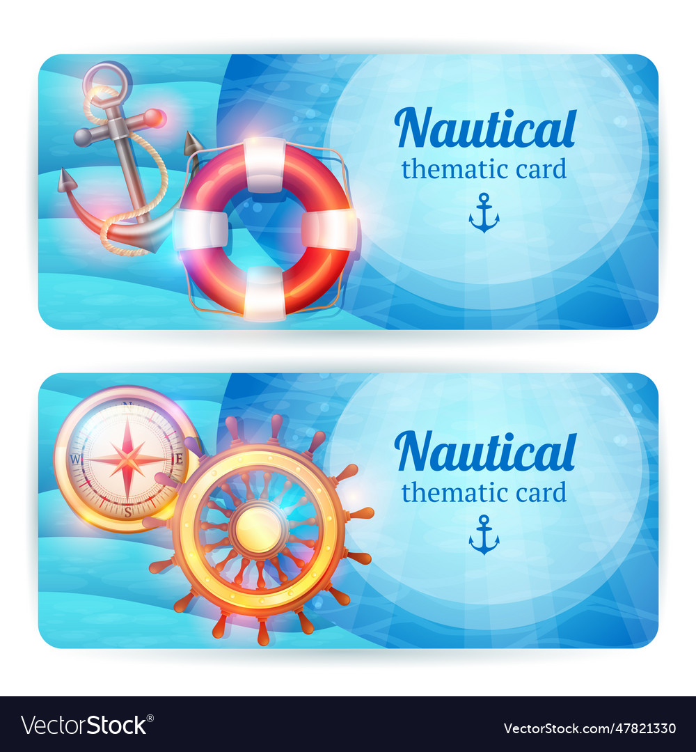 Marine horizontal banners set horizontal Vector Image Marine horizontal banners set horizontal Vector Image