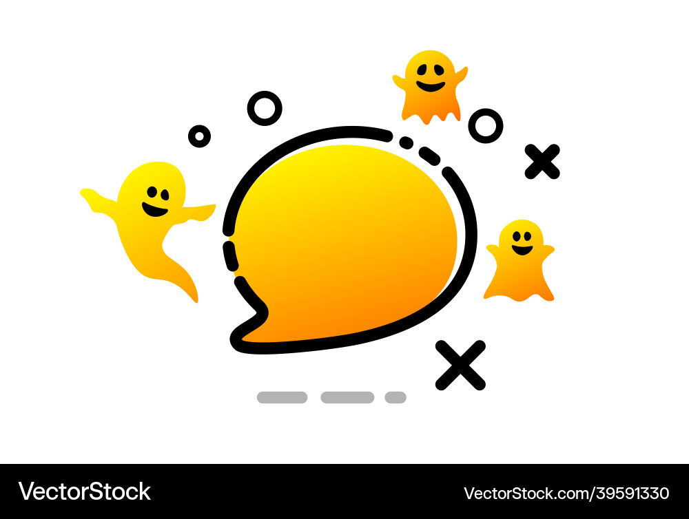 Orange speech bubble with cute flying ghosts Vector Image